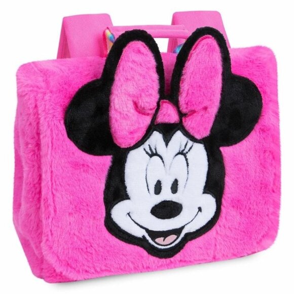 Disney | Accessories | Disney Store Minnie Mouse Pink Fuzzy Backpack ...